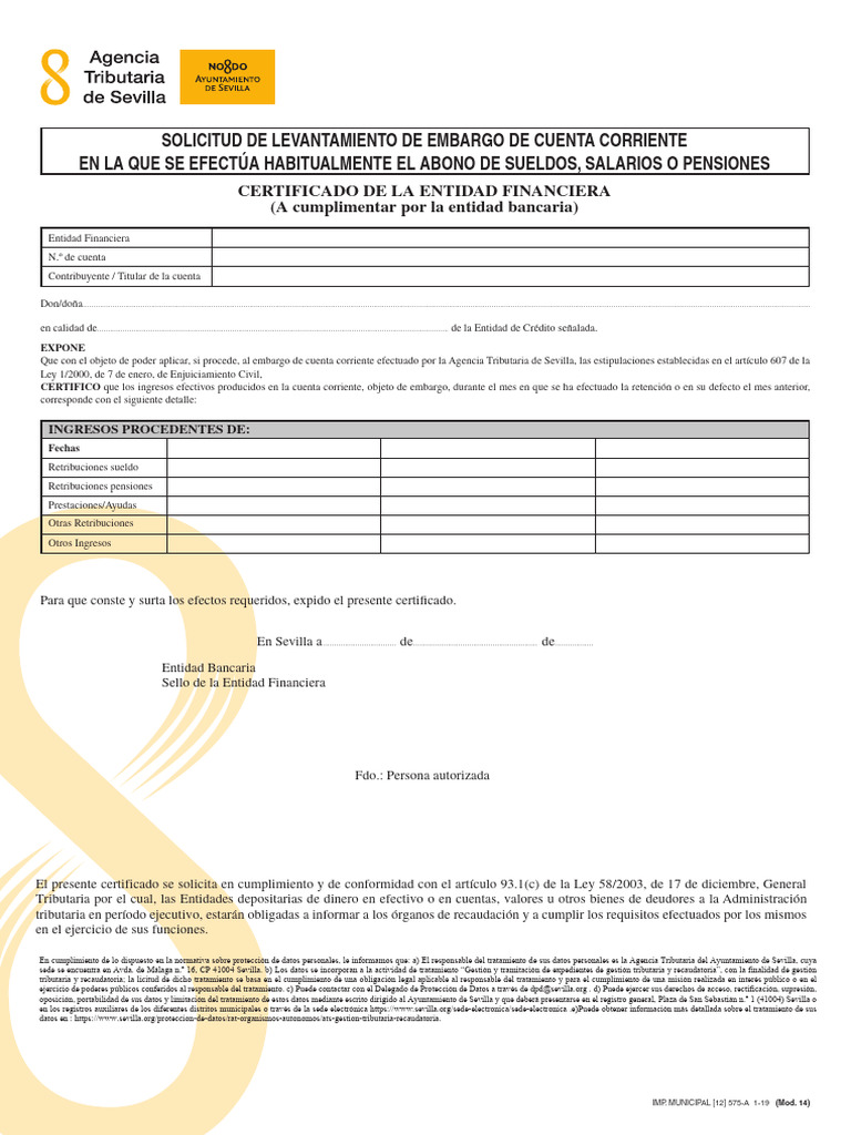Anexo Modelo 14 Levantamiento de Embargo | PDF