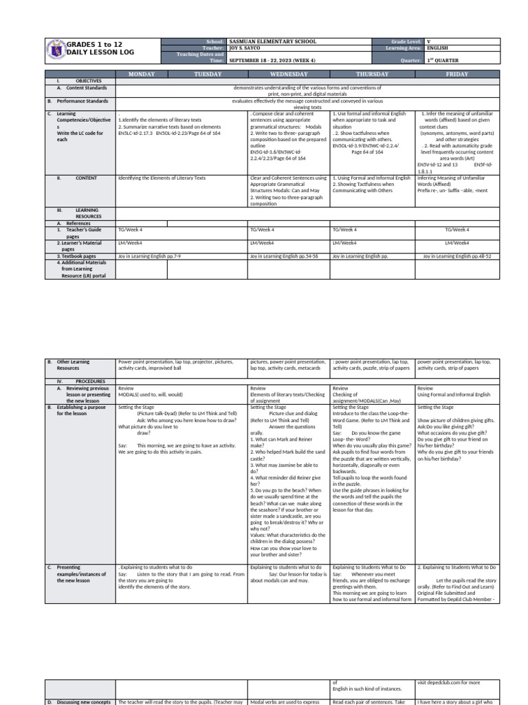 DLL_ENGLISH 5_Q1_W4 (1) | PDF