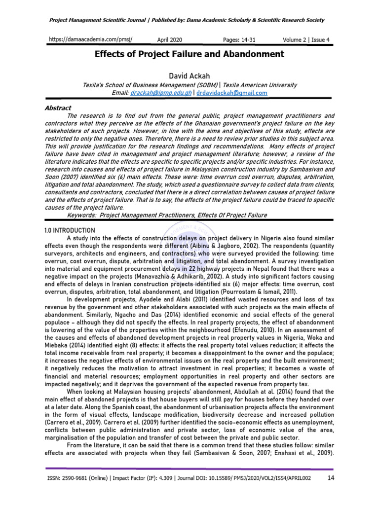 Effects of Project Failure in Ghana | PDF | Stakeholder (Corporate ...