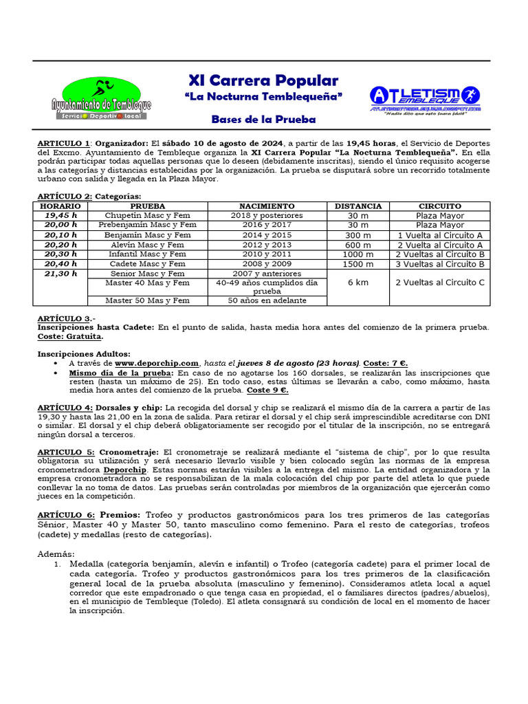 Bases 2024 Tembleque | PDF
