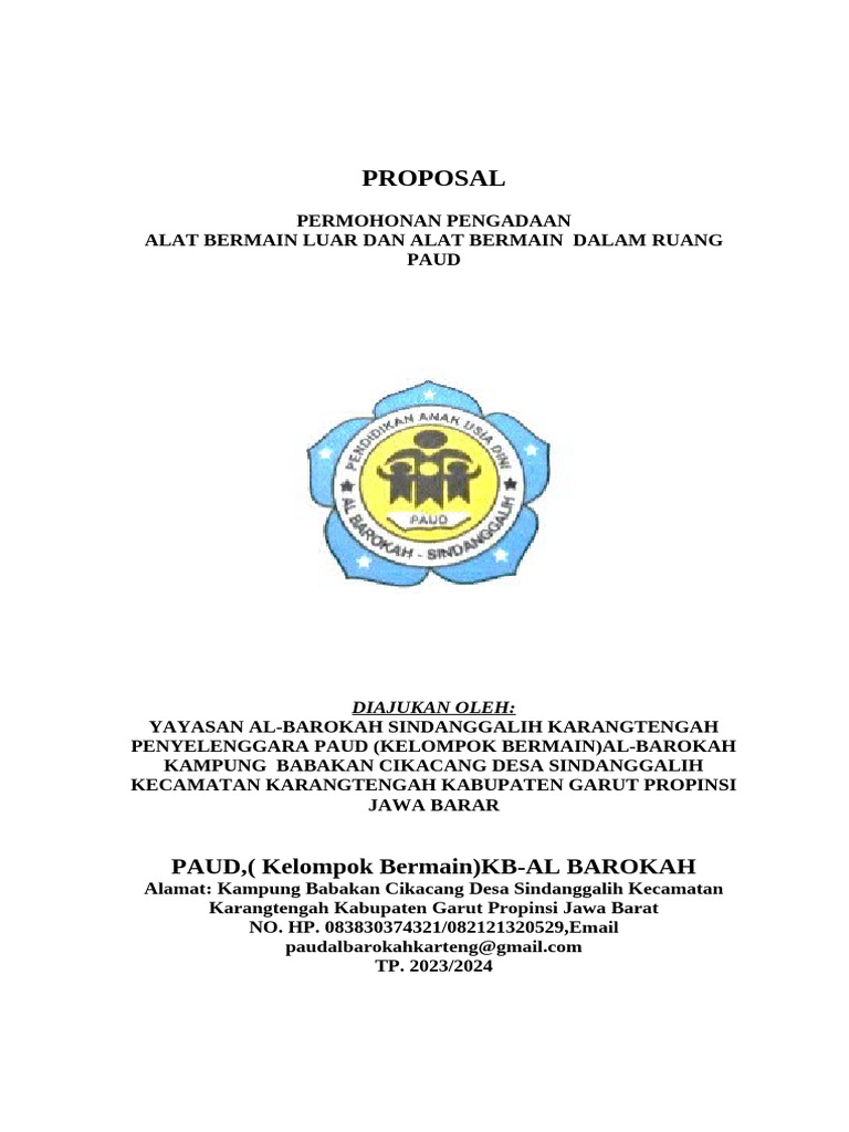 Proposal Paud Ceria Bantuan Alat Bermain Luar | PDF