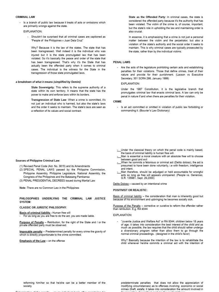 CRIMINAL LAW MODULE 1 NOTES | PDF