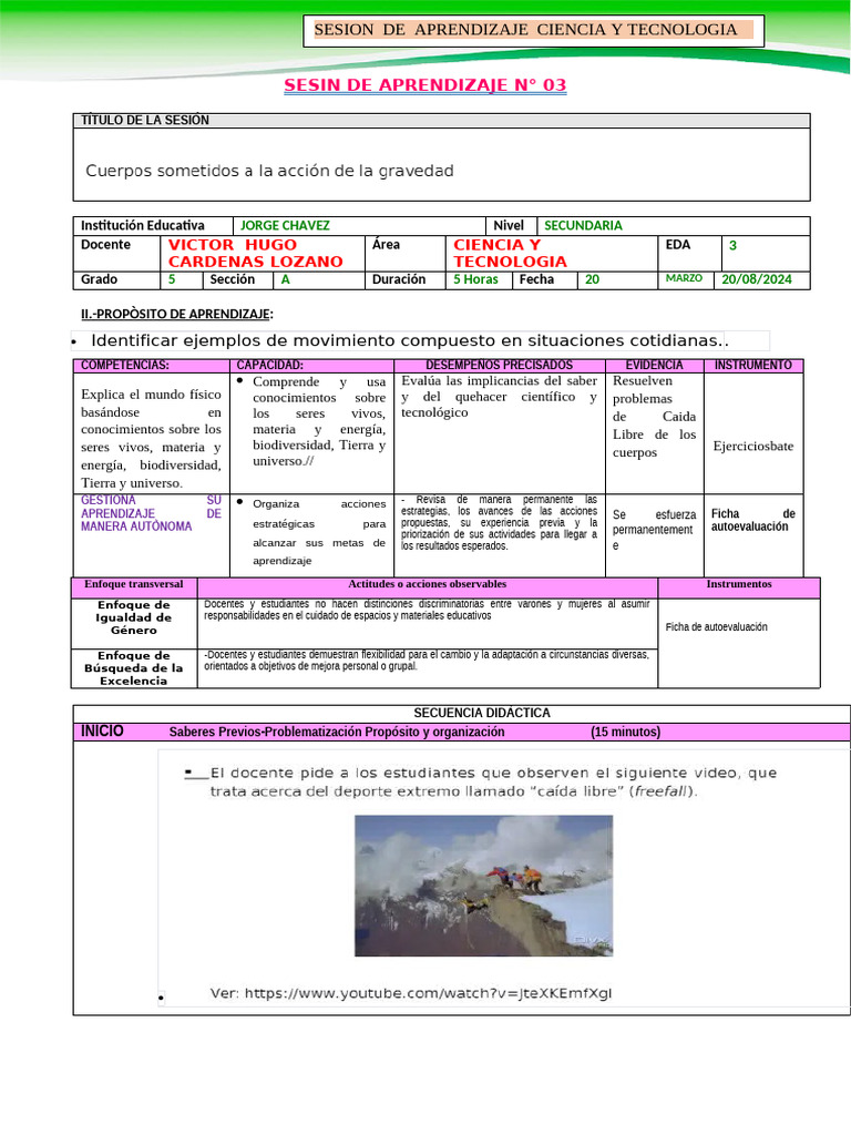 Sesion de Aprendizaje 3 | PDF