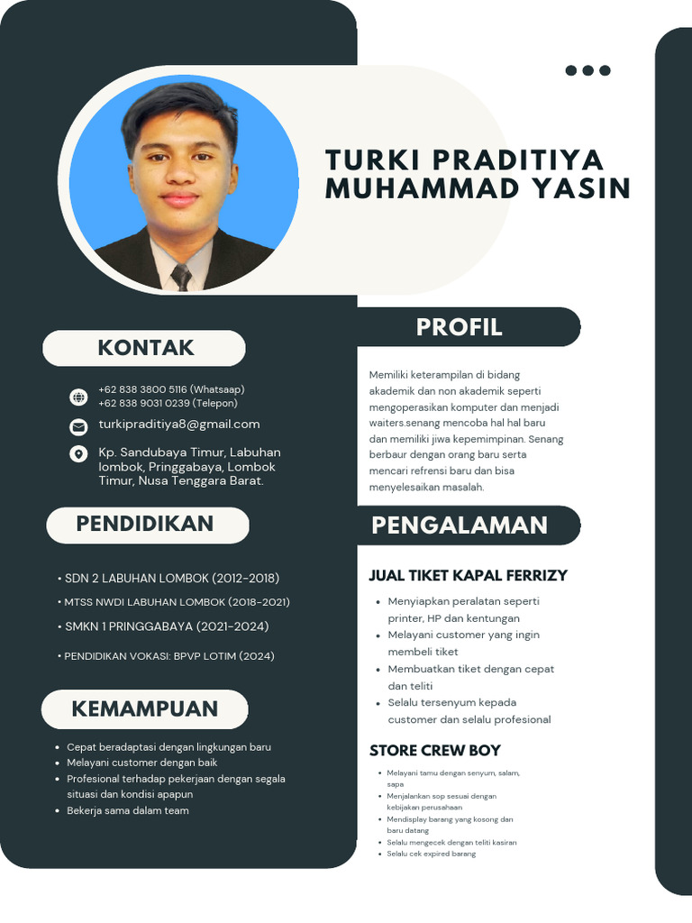 CV Turki Praditiya Muhammad Yasin | PDF