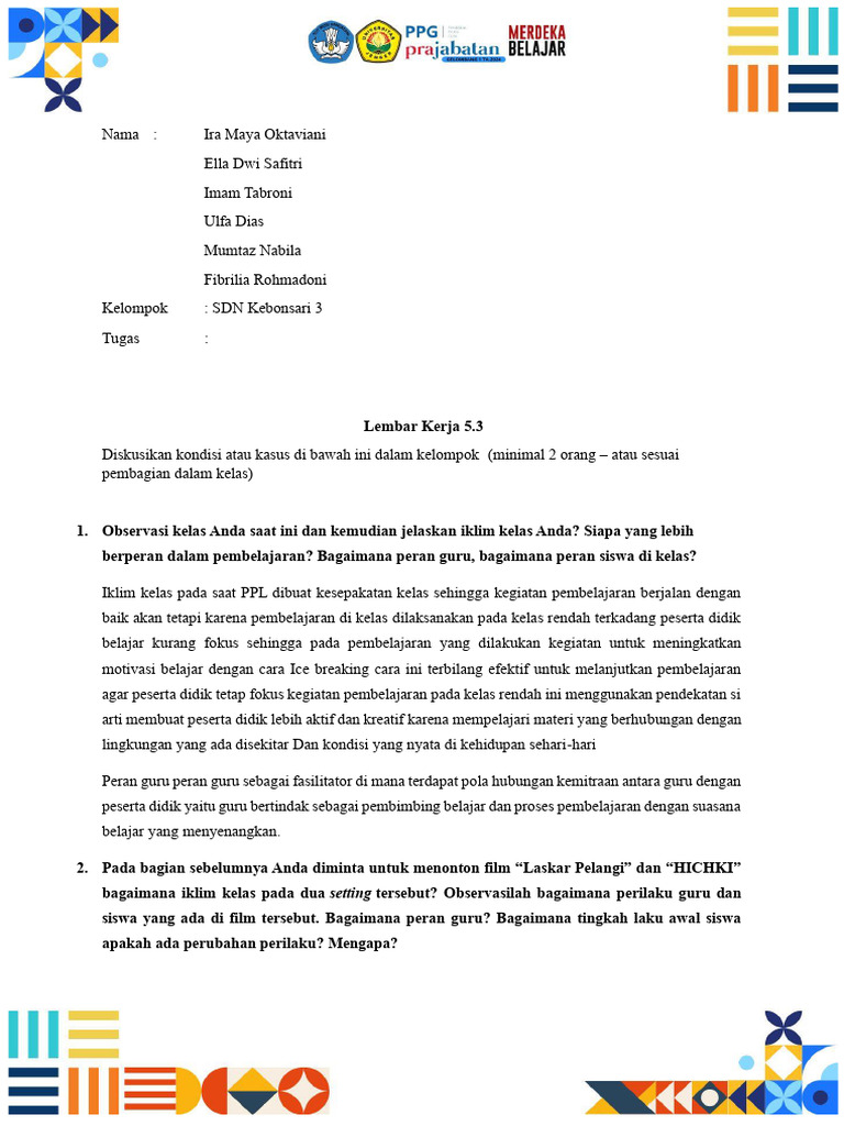 Emosional 02.01.3-T5-4a Ruang Kolaborasi (LK 5.3) Kbs | PDF