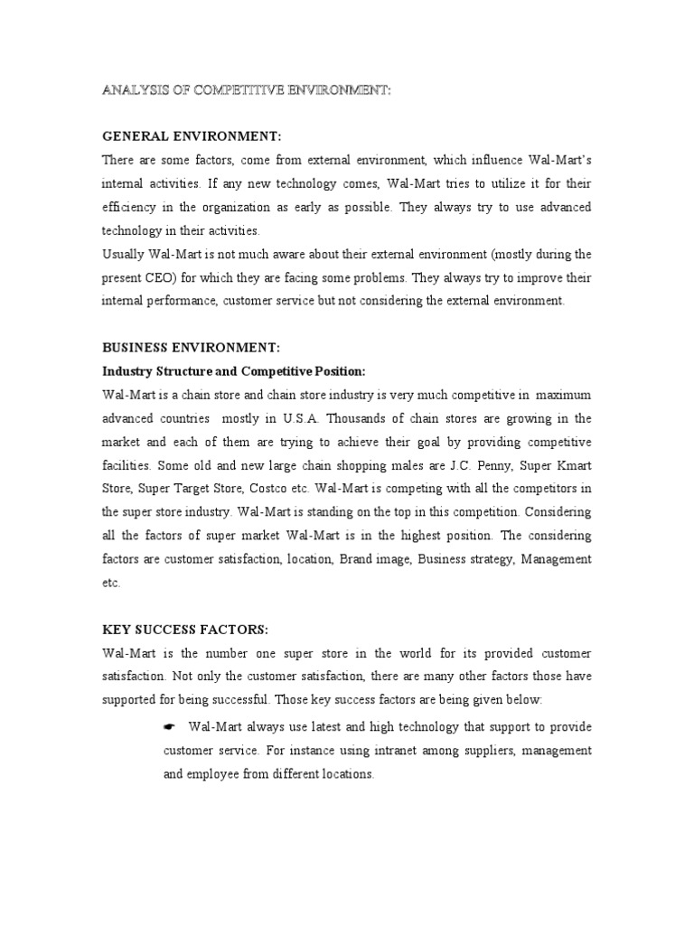 Analysis of Competitive Environment | PDF | Walmart | Retail