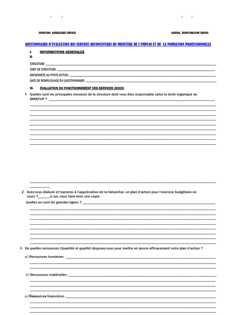 SCE DECONCENTRES - QUESTIONNAIRE MISSION DE CONTROLE EXERCICE 2023 | PDF