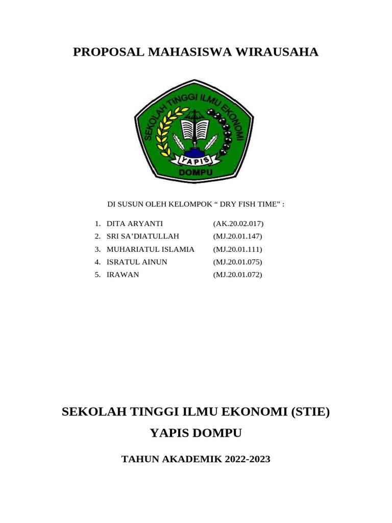 Proposal Wirausaha Dry Fish Time | PDF