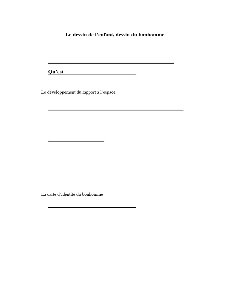 Cours C3a0 Lire Le Dessin de Lenfant Le Dessin Du Bonhomme S Briquet ...