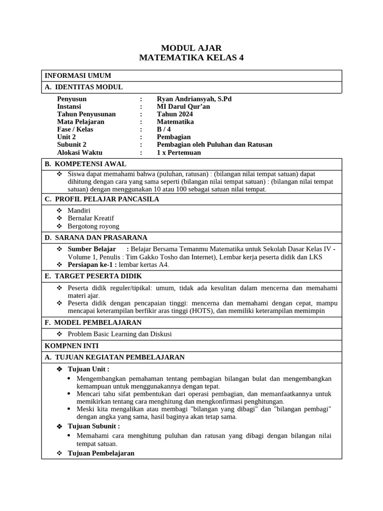 Modul Ajar Supervisi | PDF