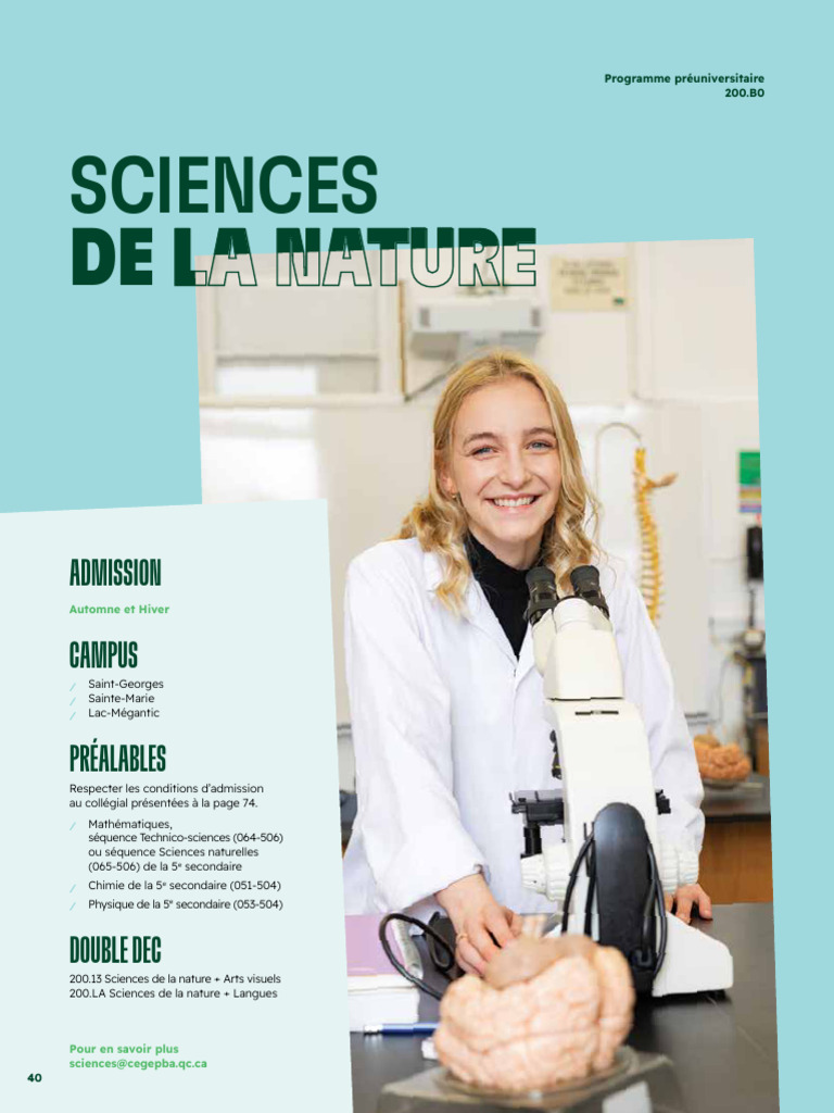 Brochure Sciences Nature | PDF