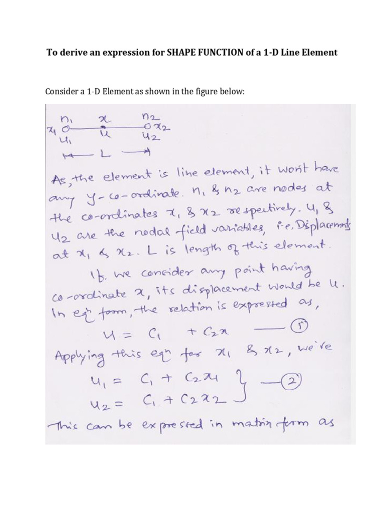 Shape Function 1D Element | PDF