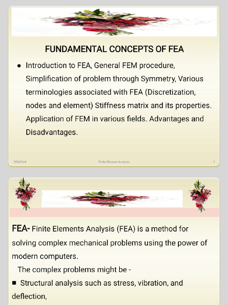 FEA UNIT NO 1 FUNDAMENTAL CONCEPTS | PDF