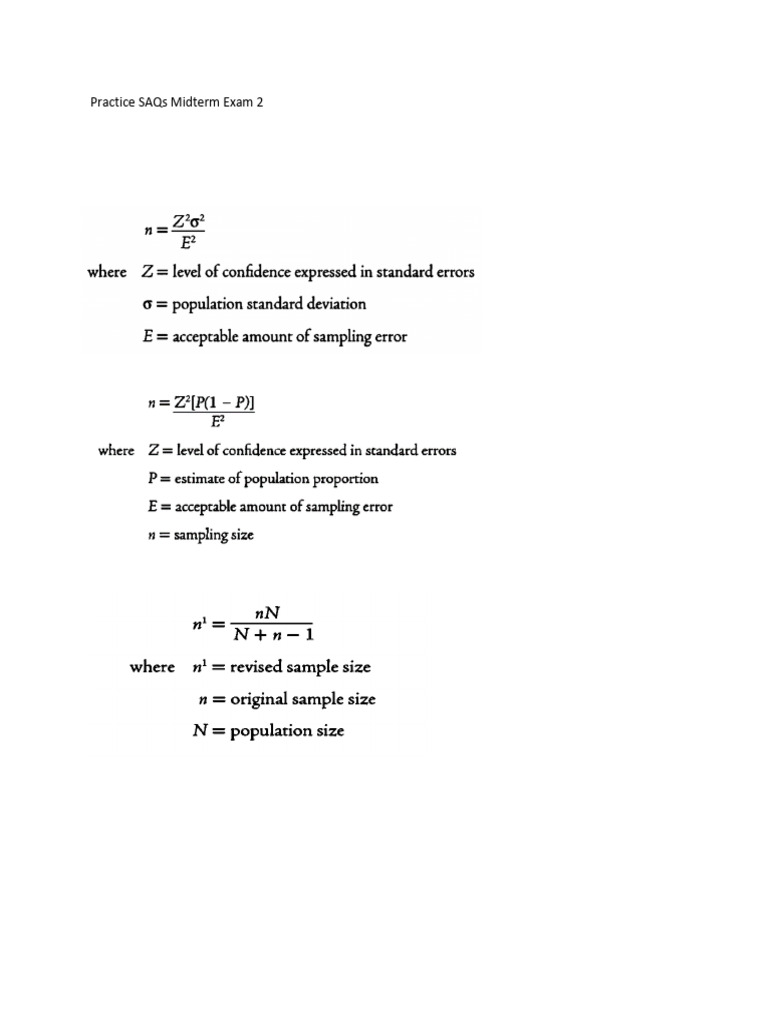 Practice SAQs Midterm Exam 2 With Answers | PDF