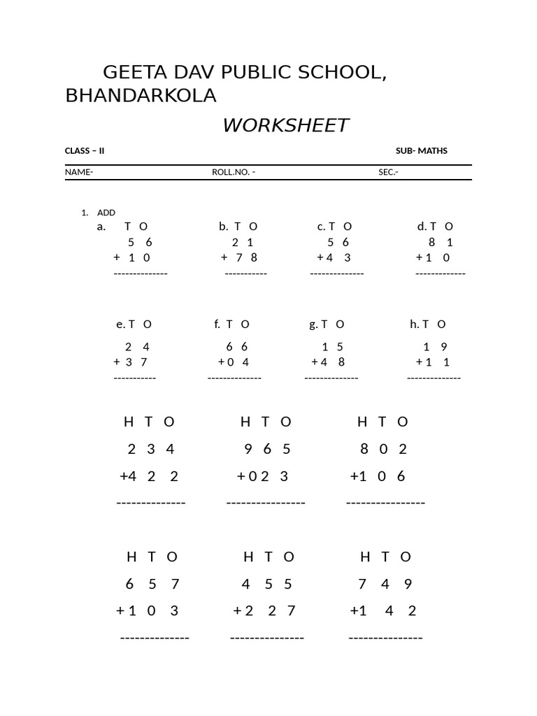 Maths Worksheet II | PDF