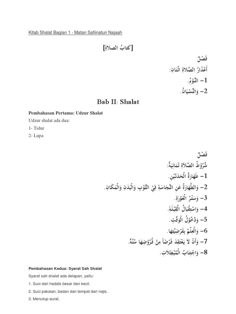 Syarat dan Rukun Shalat Safinah | PDF | Shalat | Islamisme
