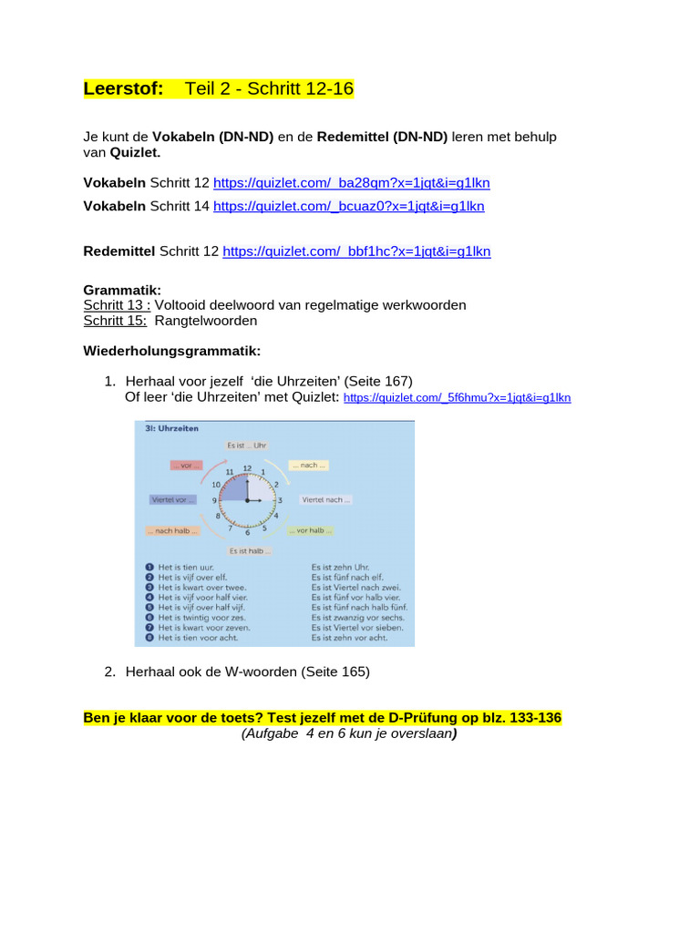 Leerstof Deel 2 Schritt 12-16 | PDF