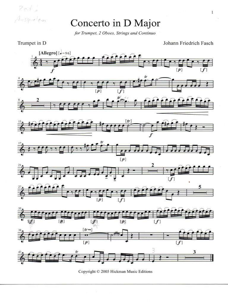 Fasch D Dur - TRPD | PDF