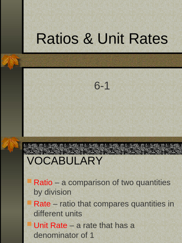 Ratios and Unit Rates | PDF