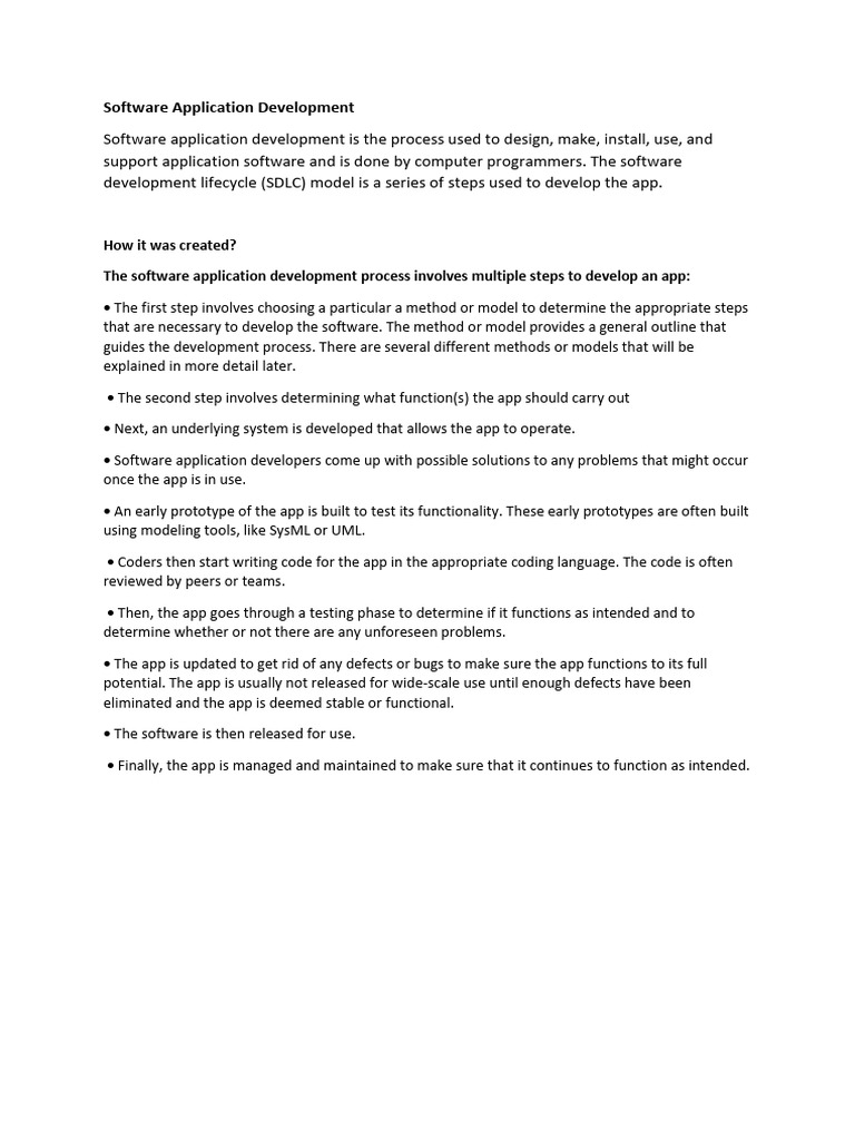 Software Application Development | PDF