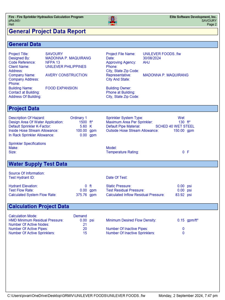 General Project Data Report | PDF