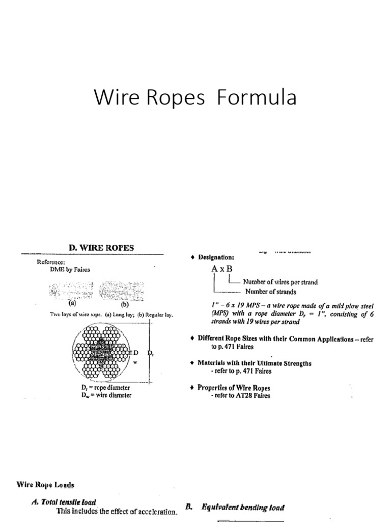 2.1 Wire Ropes Formula and Sample | PDF