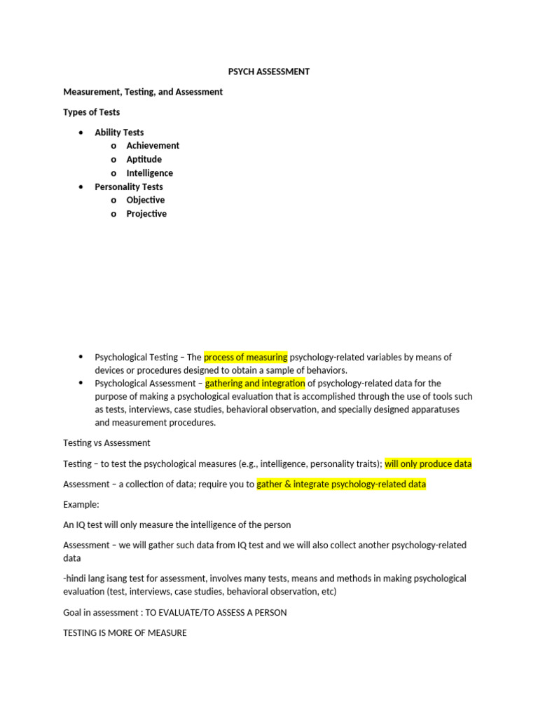Psych Assessment | PDF