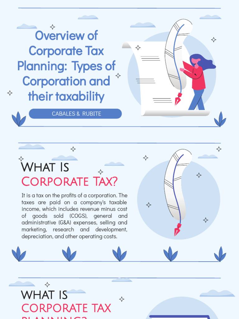 Overview of Corporate Tax Planning - Types of Corporation and Their ...