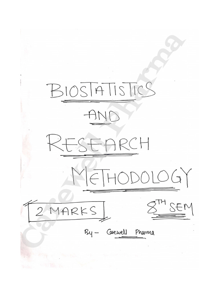 Biostatistics and Research Methodology 2 Marks Most Important Questions ...