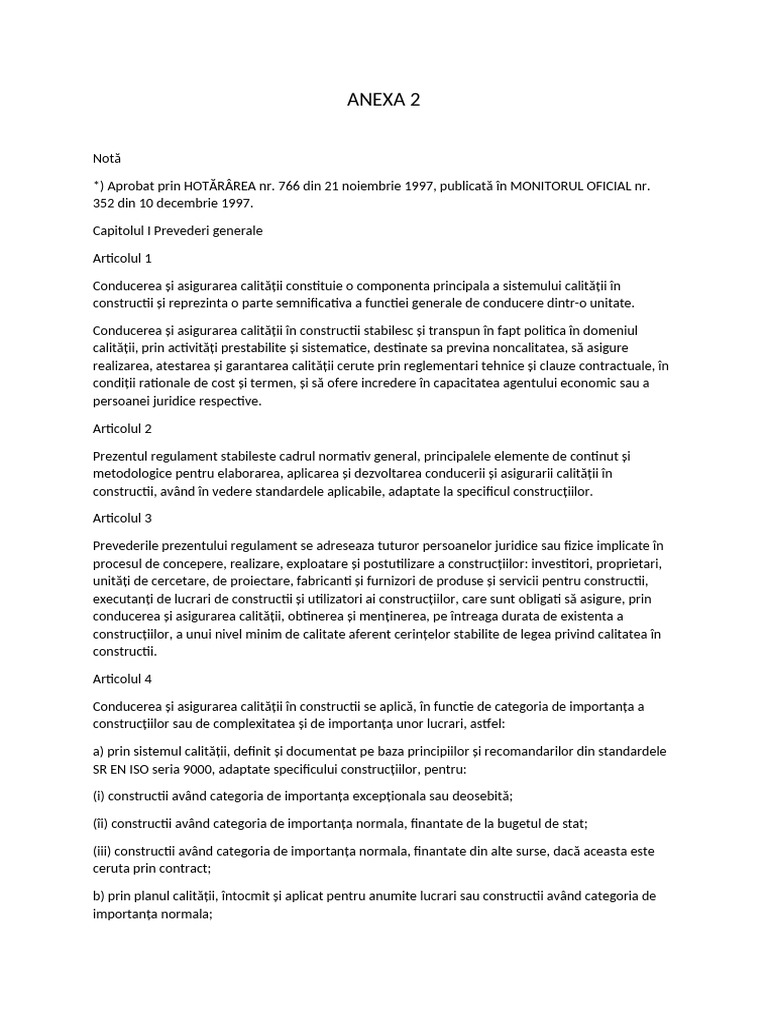 Anexa 2 HG 766 Din 1997 | PDF