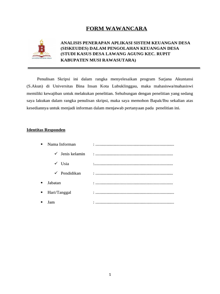 Form Wawancara - 4 | PDF