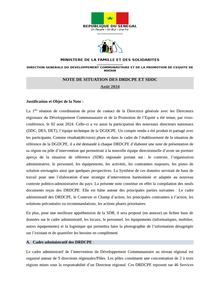Note de Situation de Reference Des Drdcpe - Drgdcpe - 290824 Corrigé DRDC LG | PDF