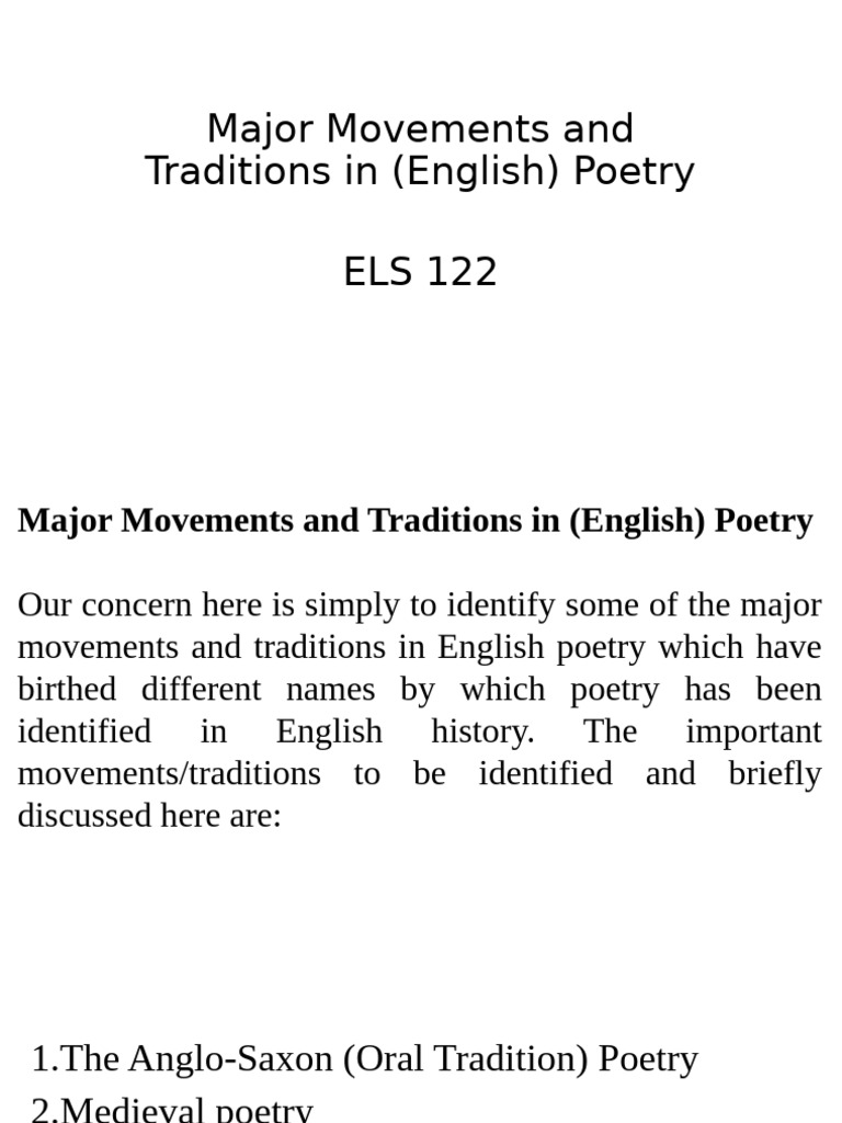 NOTE 6 Major Movements and Traditions in English Poetry | PDF