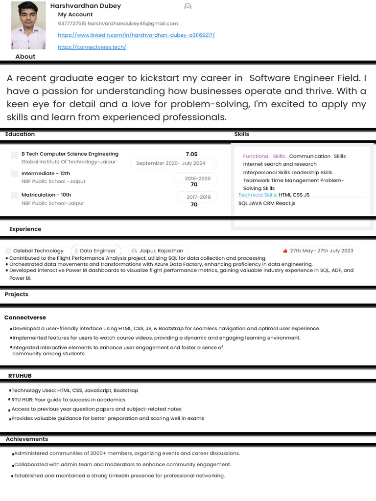 Harshvardhan Dubey PDF | PDF | Bootstrap (Front End Framework) | Computing