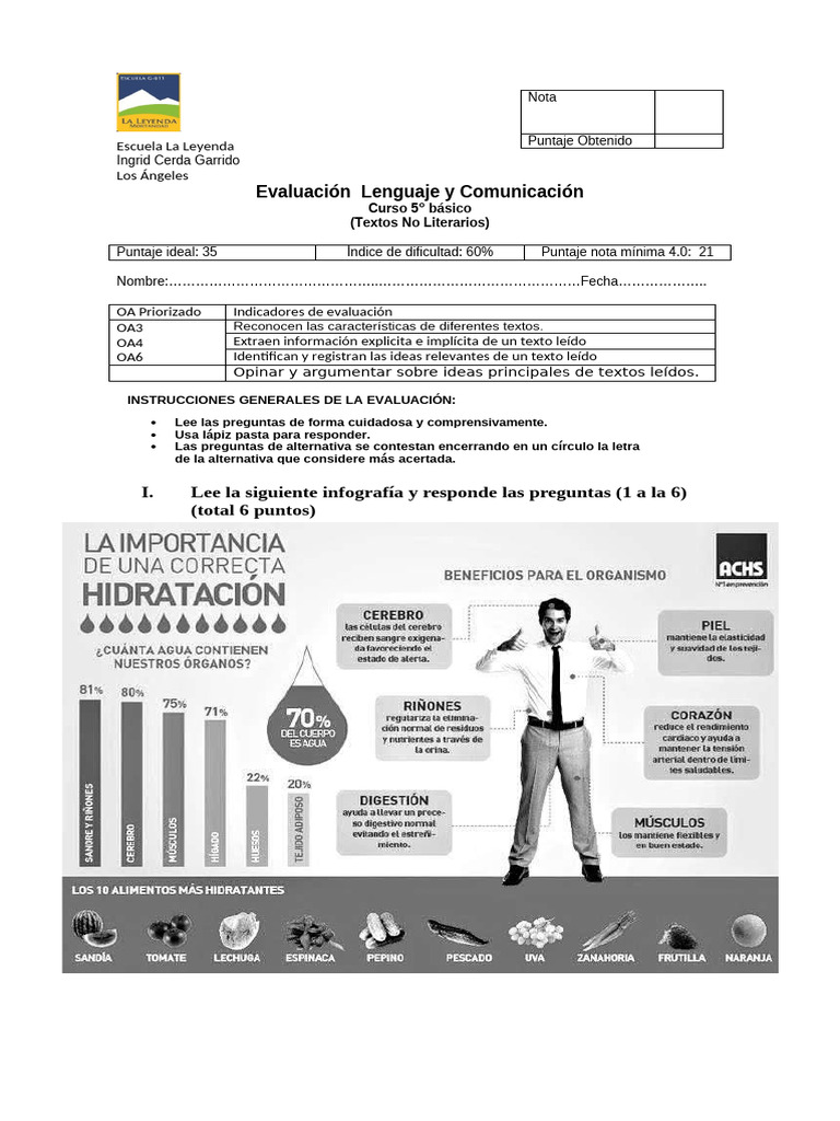 Evaluación de Textos No Literarios 5° Básico | PDF