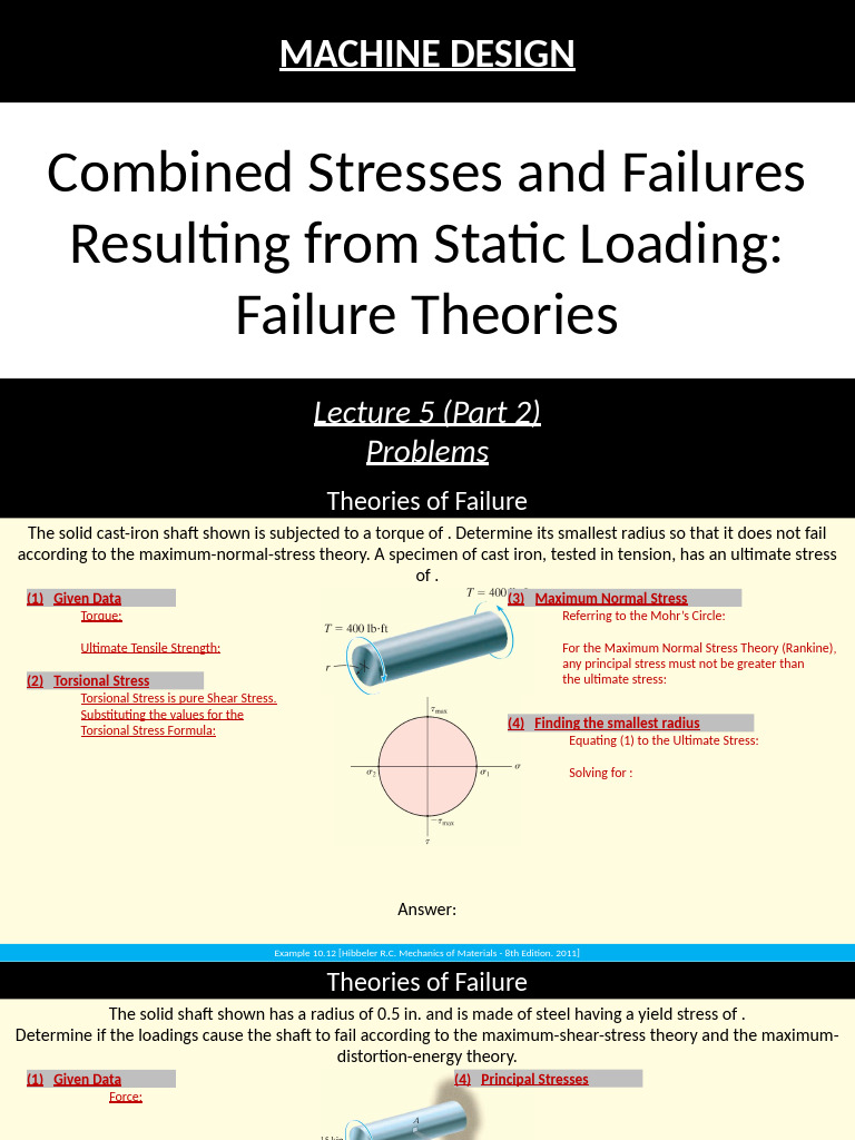 Machine Design - Lecture 5.2P - Combined Stresses and Failures Resulting From Static Loading ...