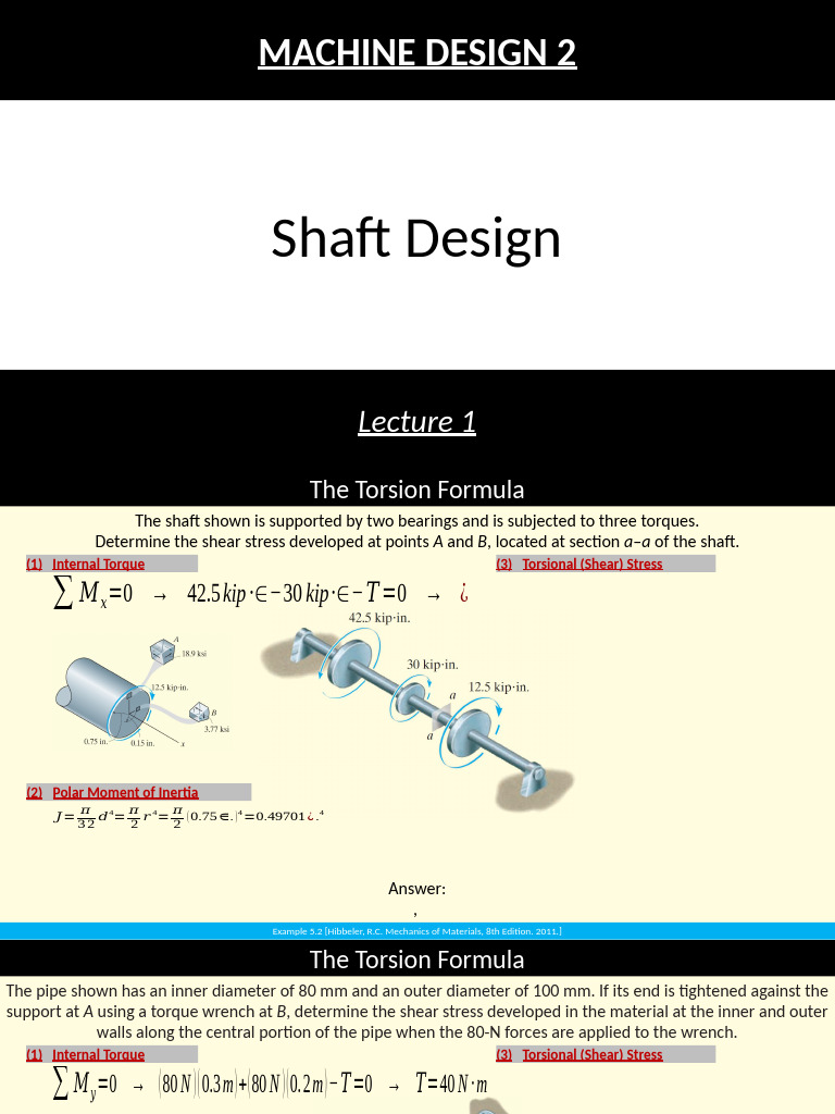 Machine Design 2 - Lecture 1P - Shaft Design | PDF