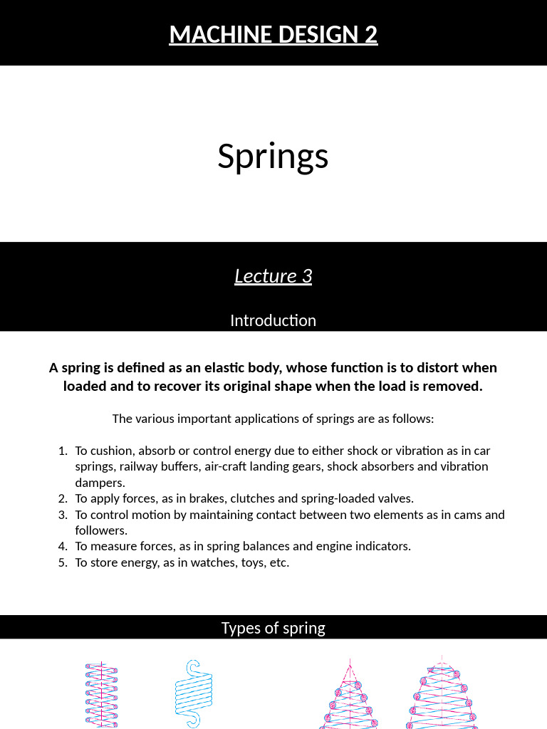 Machine Design 2 - Lecture 3 - Springs | PDF