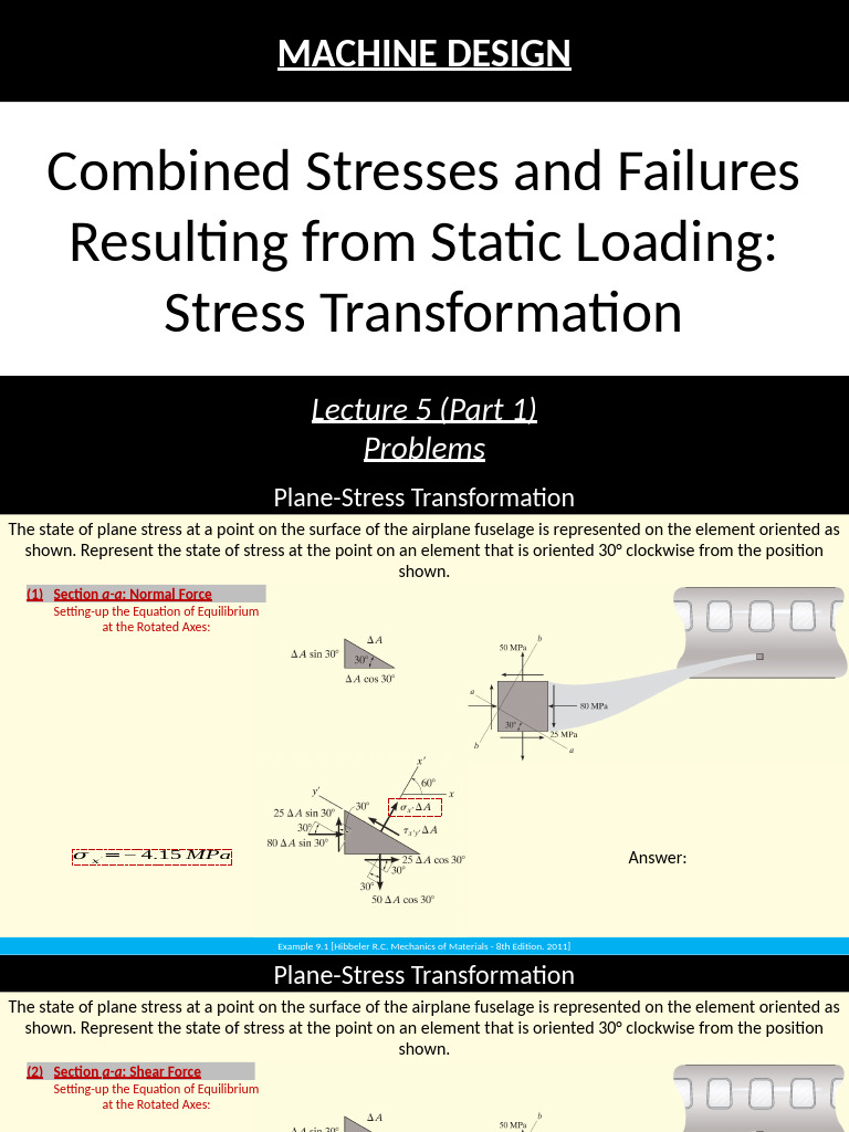 Machine Design - Lecture 5.1P - Combined Stresses and Failures Resulting From Static Loading ...