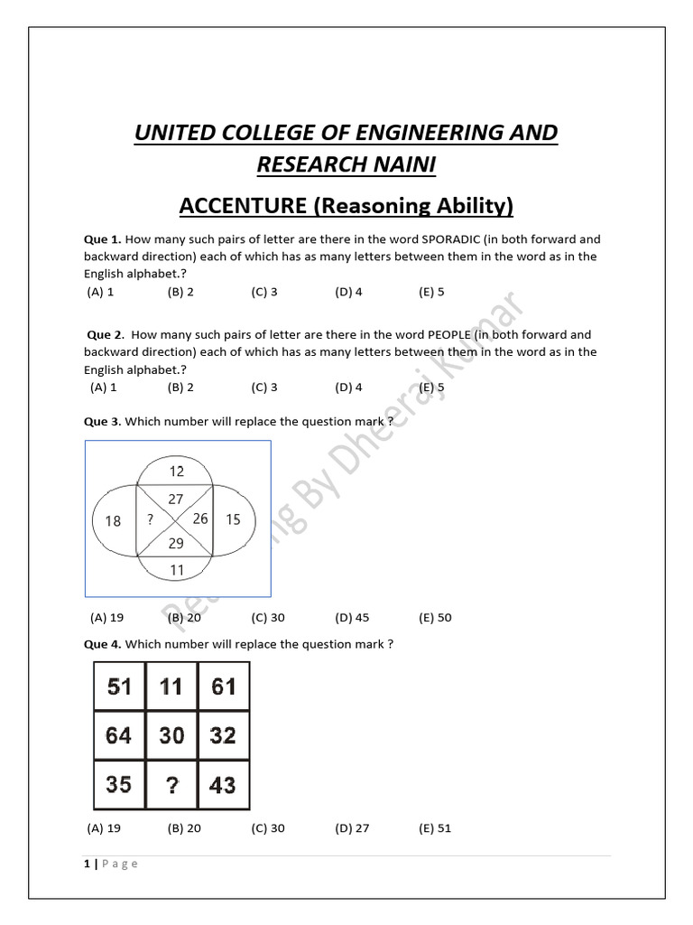 Accenture Cognitive Test Que | PDF