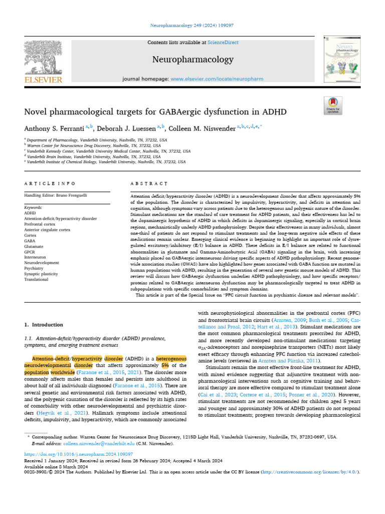 Gaba Dysfunction - Recent Updates Adhd | PDF