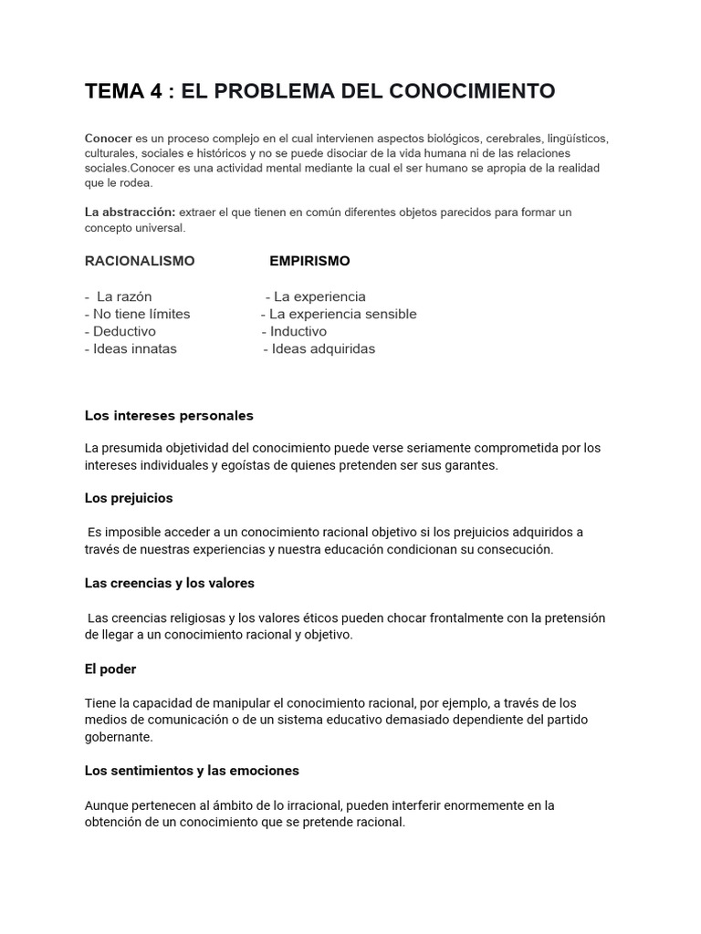 El Problema Del Conocimiento | PDF