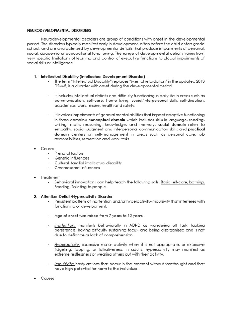 NEURODEVELOPMENTAL DISORDERS - Student | PDF