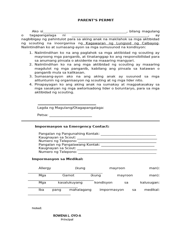 Scout Parents Permit | PDF