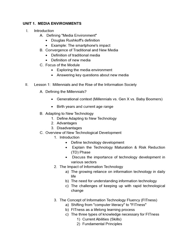 Unit I. Outline | PDF