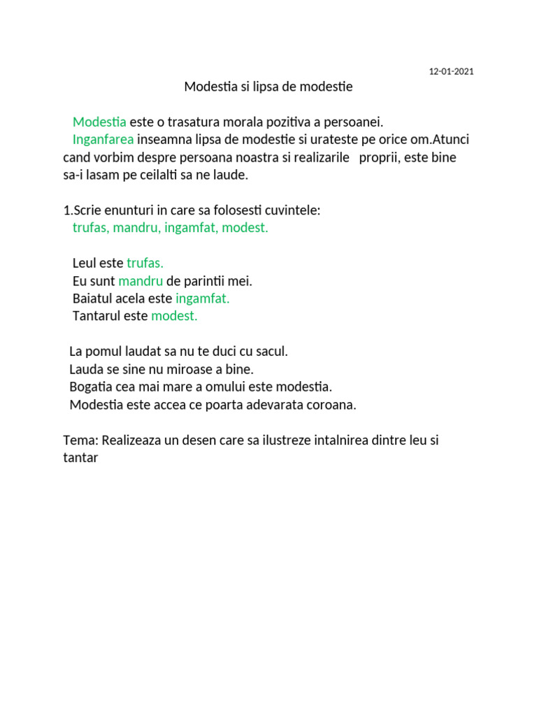 Educatie Civica, Modestia Si Lipsa de Modestie | PDF