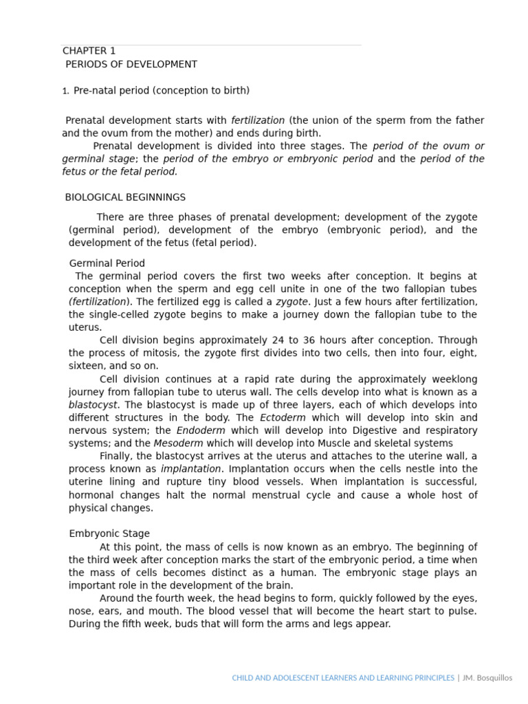 Periods of Development | PDF