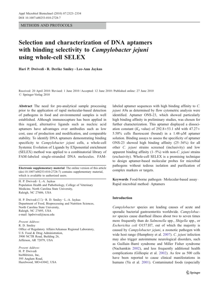 Selection and Characterization of DNA Ap | PDF