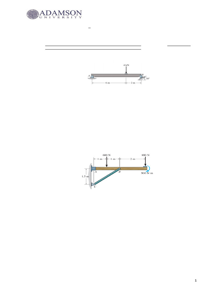 Problem Set No. 3 - Equilibrium and Support Reactions | PDF