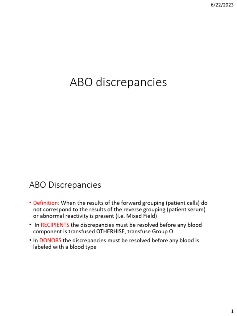 ABO Discrepancies-Handouts | PDF